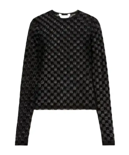 Palm Angels Monogram Pattern Semi-sheer Top - Black