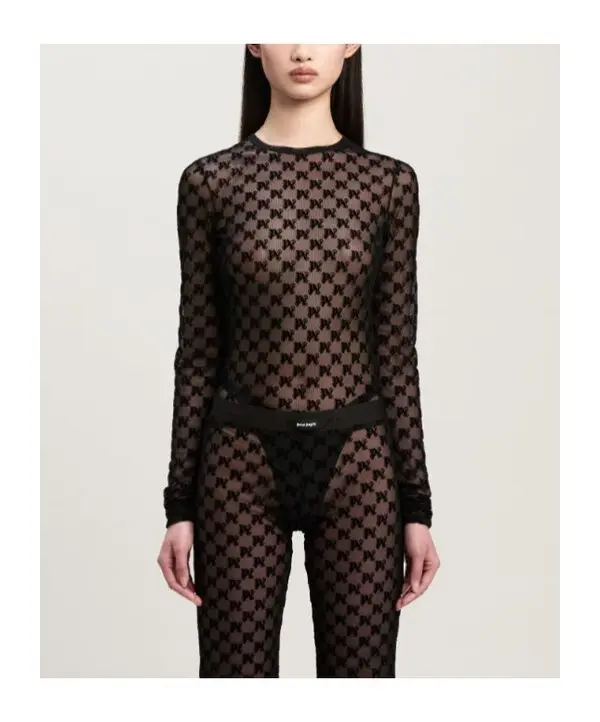 Palm Angels Monogram Pattern Semi-sheer Top