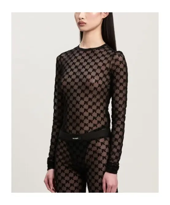 Palm Angels Monogram Pattern Semi-sheer Top