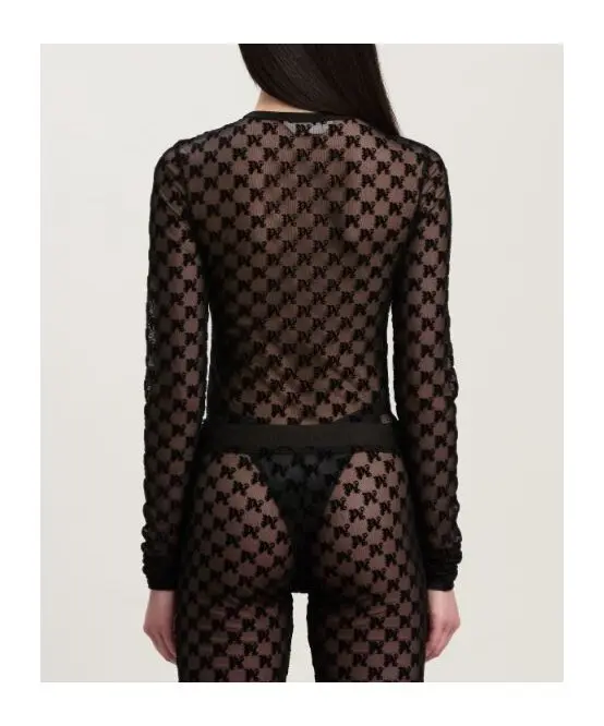 Palm Angels Monogram Pattern Semi-sheer Top