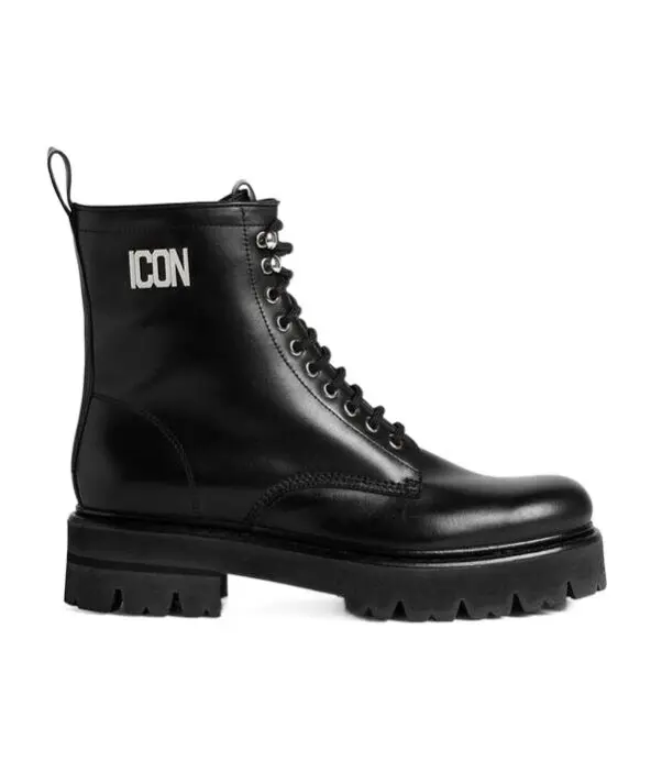 Dsquared2 Icon Logo Lettering Combat Boots - Black