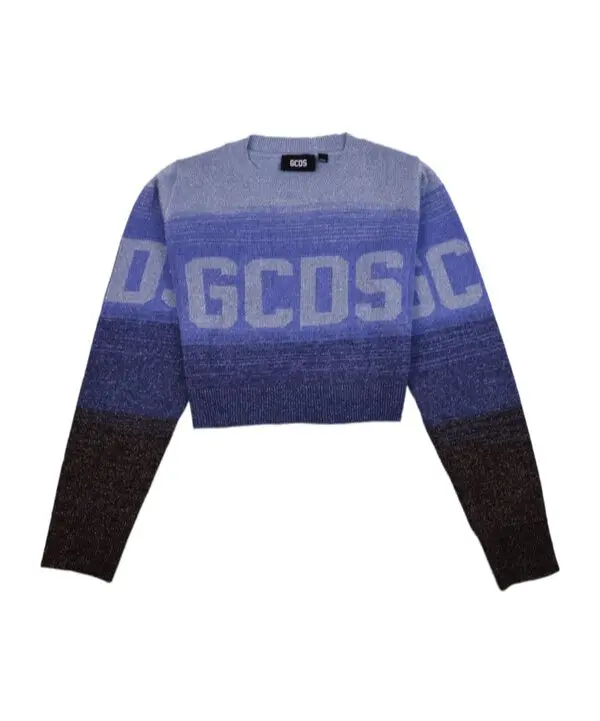 Gcds Intarsia-knit Logo Cropped Jumper - Multicolor
