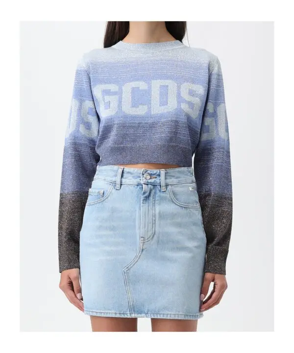Gcds Intarsia-knit Logo Cropped Jumper