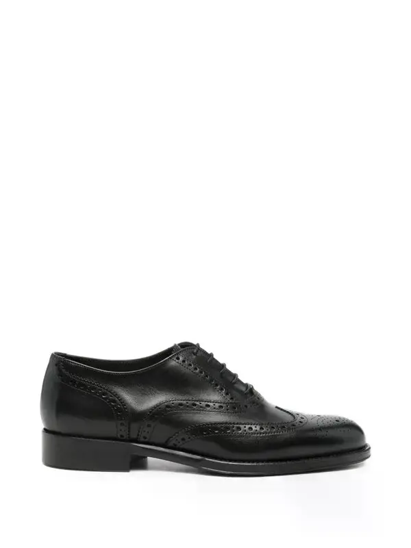 Corneliani Brogue Detail Leather Lace-up Shoes - Black