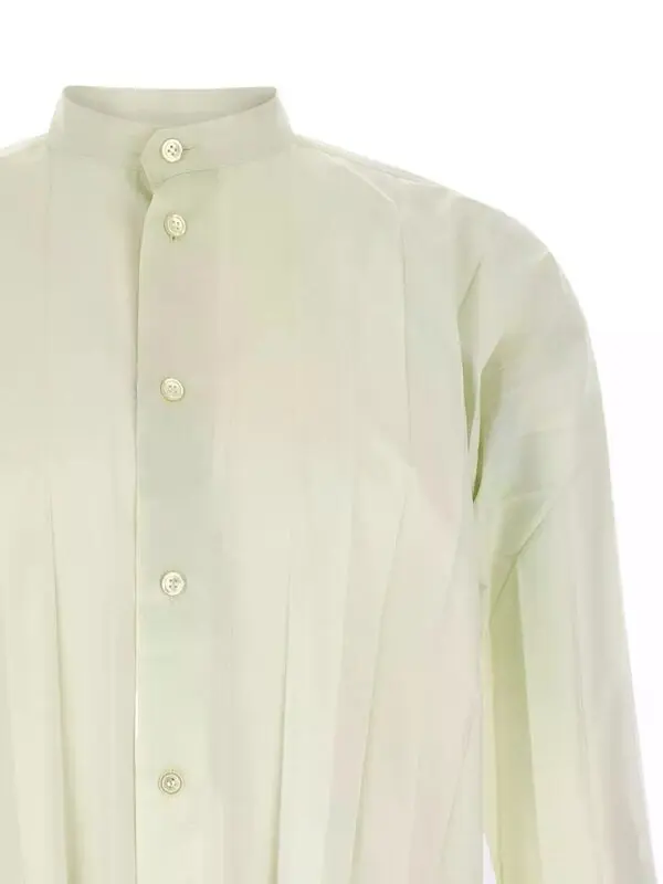 Issey Miyake Edge Pleated Band-collar Shirt - White