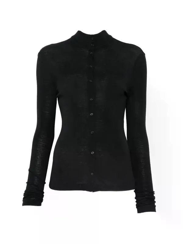 ALYSI Button-up Turtleneck Sweater - Black