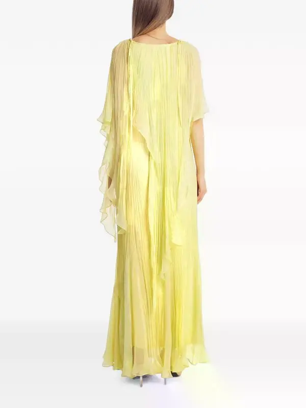 IRINA SCHROTTER Cherise Pleated Ruffled Gown
