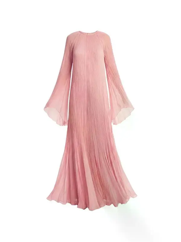 IRINA SCHROTTER Silvya Plissé-effect Maxi Dress - Pink