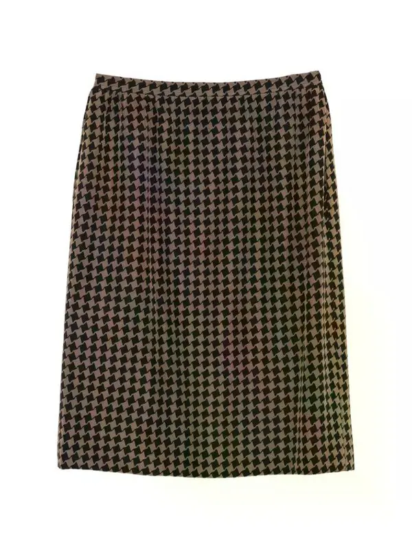 Valentino Garavani 1980s Houndstooth-print Button-front Midi Skirt