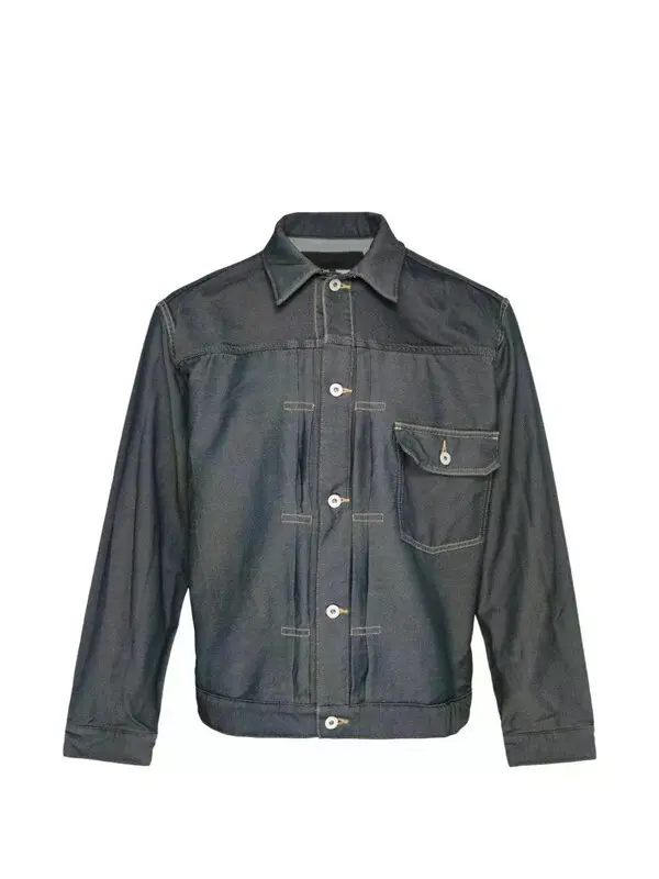 Comme Des Garçons Pleated Cinch-back Denim Jacket - Grey