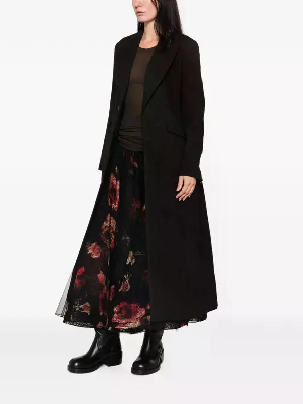 QUETSCHE Floral-lace Tulle Overlay Midi Skirt - Black