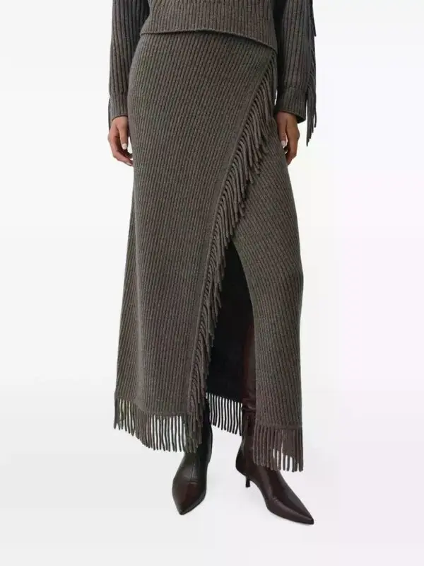 Simkhai Casey Fringe-trim Ribbed Midi Skirt