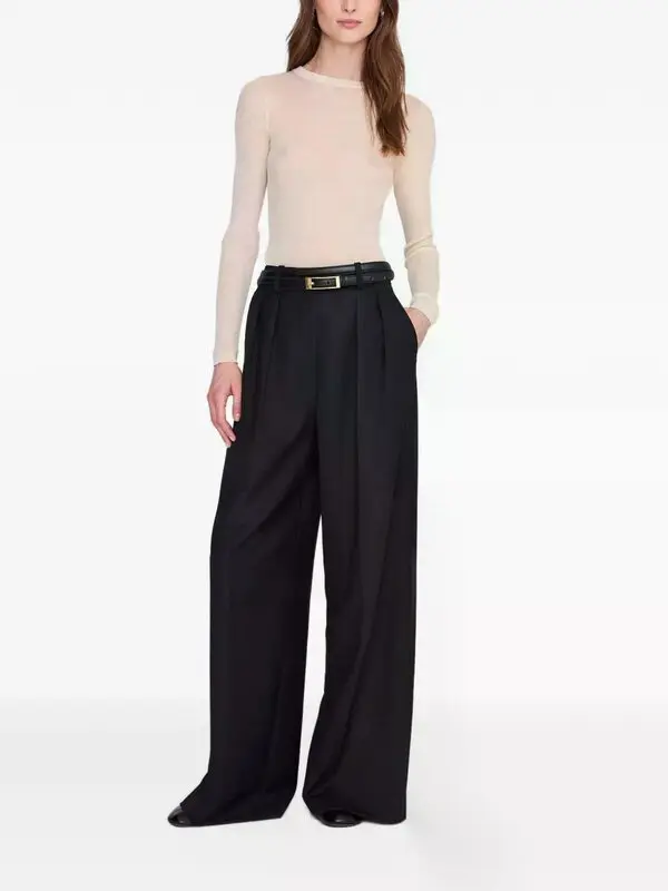ANINE BING Double Elly Belt In Smooth Leather - Black