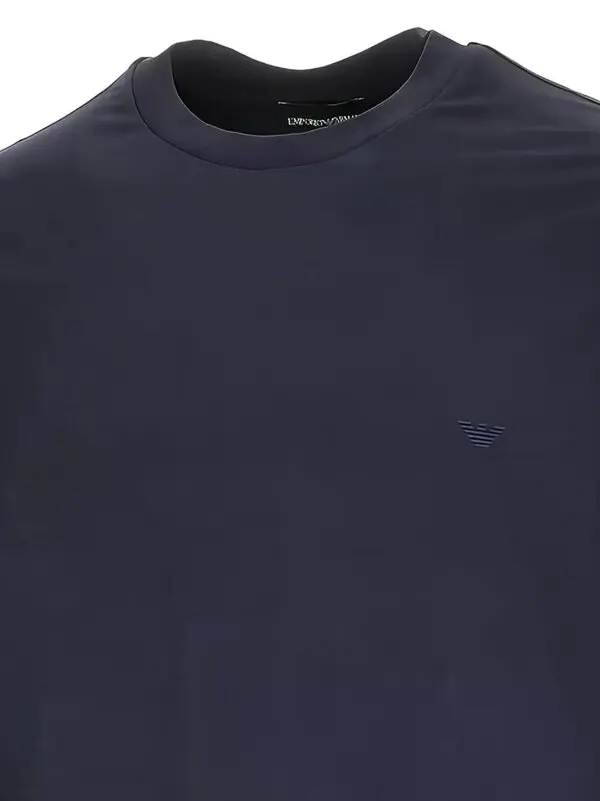 Emporio Armani Signature Logo-embroidered Crew-neck T-shirt - Blue