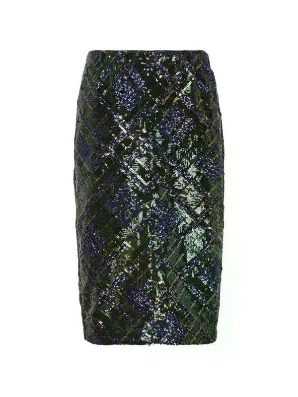 N°21 Midi Sequin-embellished Checked Skirt - Green