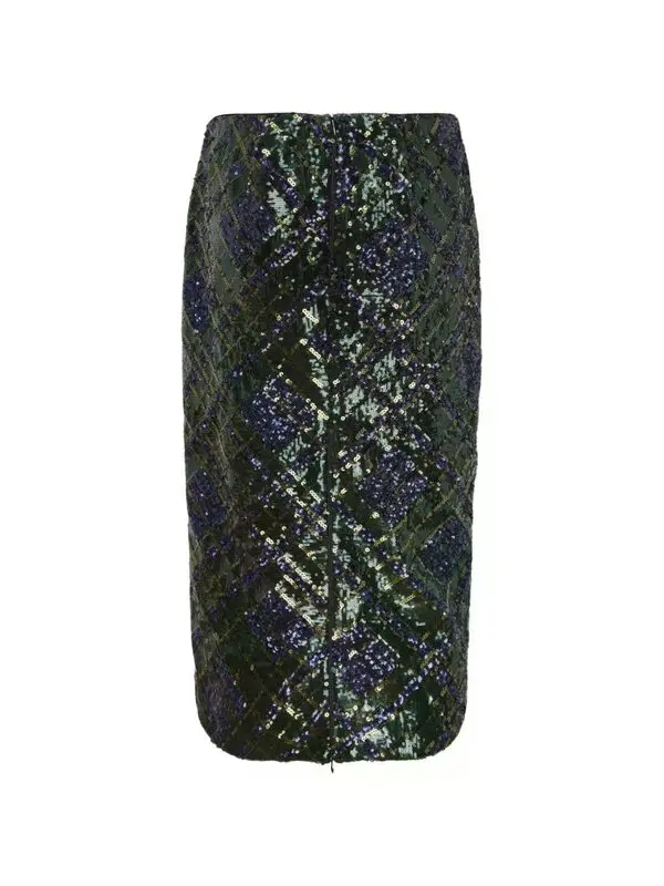 N°21 Midi Sequin-embellished Checked Skirt