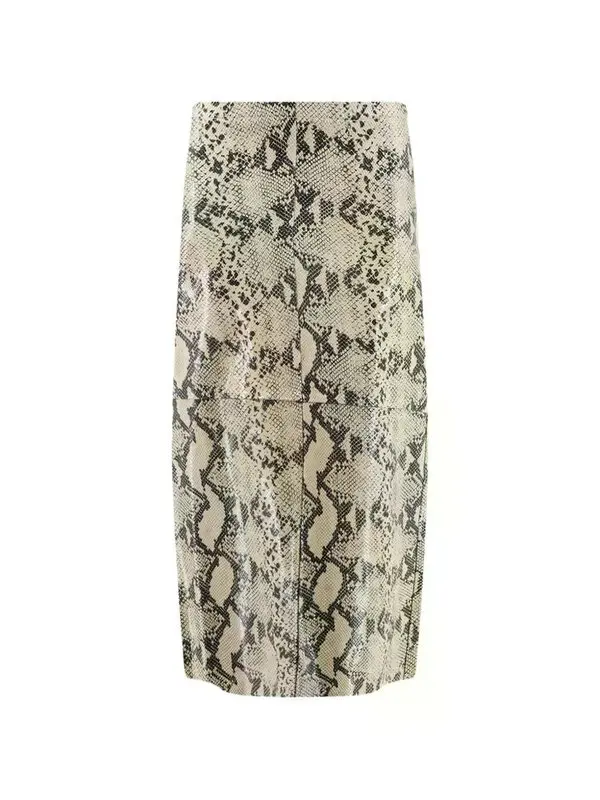 ALYSI Python-print Leather Midi Skirt - Neutrals
