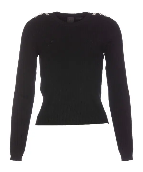 Pinko Love Birds-embossed Studded Crewneck Jumper