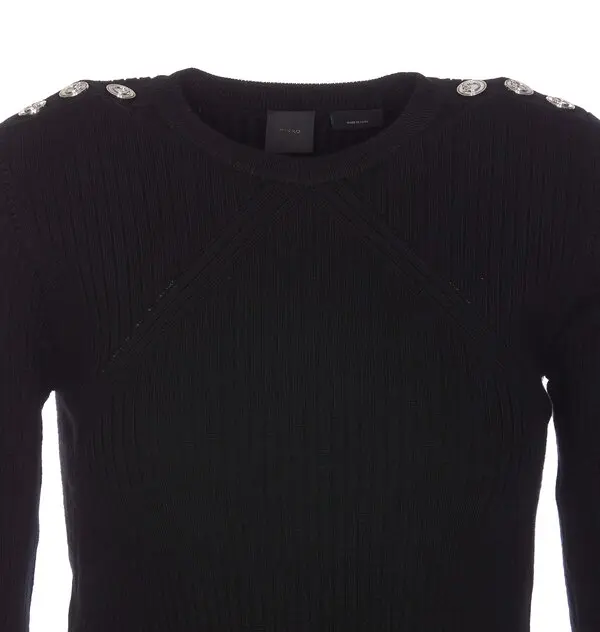 Pinko Love Birds-embossed Studded Crewneck Jumper
