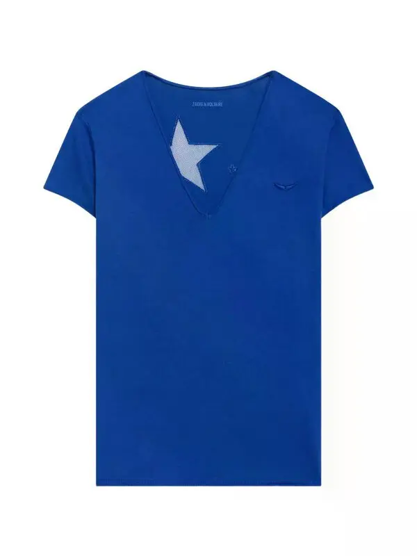 Zadig&Voltaire Fishnet Star-patch T-shirt - Blue
