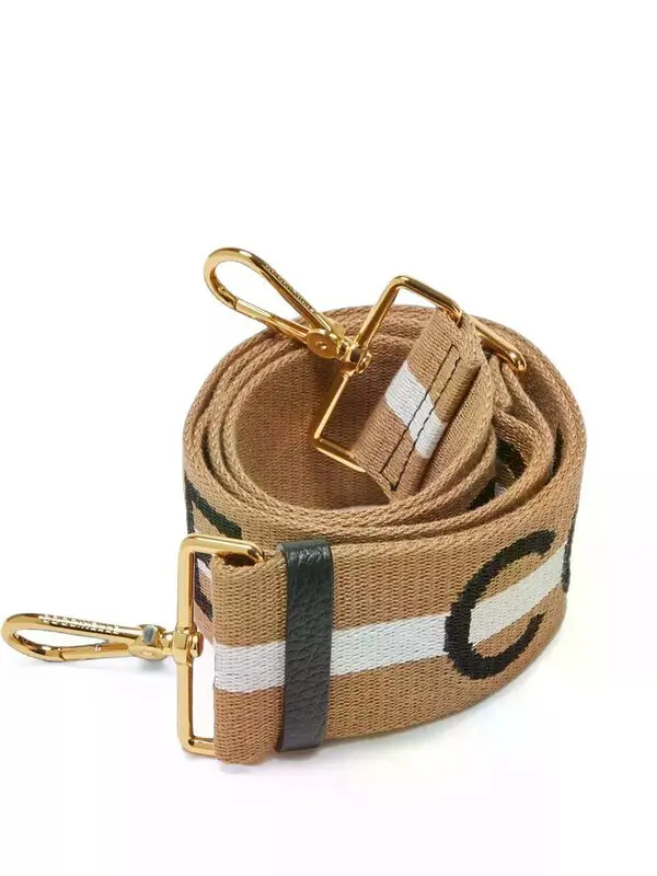 COCCINELLE Logo-embroidered Striped Bag Strap - Neutrals