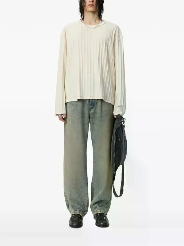 MFPEN Ribbed Crew Neck Long Sleeve Sweater - Neutrals