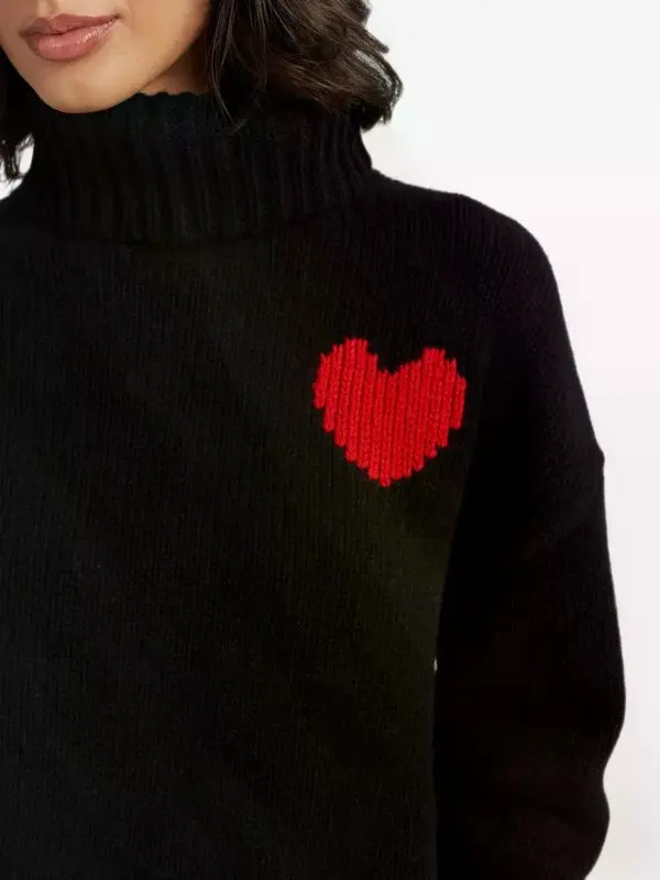 Chinti & Parker Heart-intarsia Roll-neck Sweater