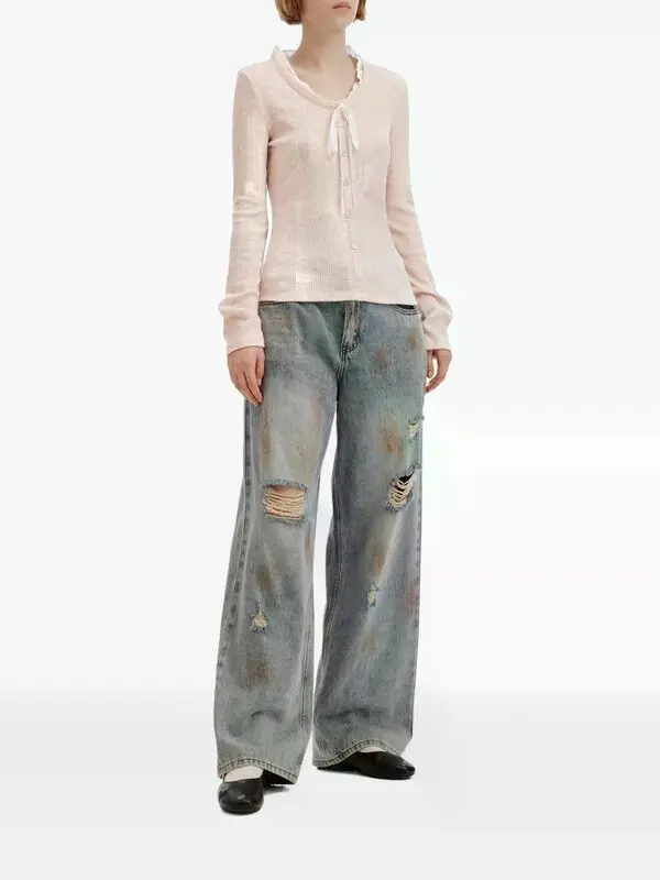 TOUT A COUP Ruffled Tie-fastening Top