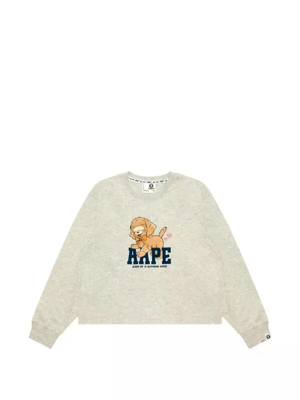 AAPE BY *A BATHING APE Graphic-print Long-sleeve T-shirt - Grey