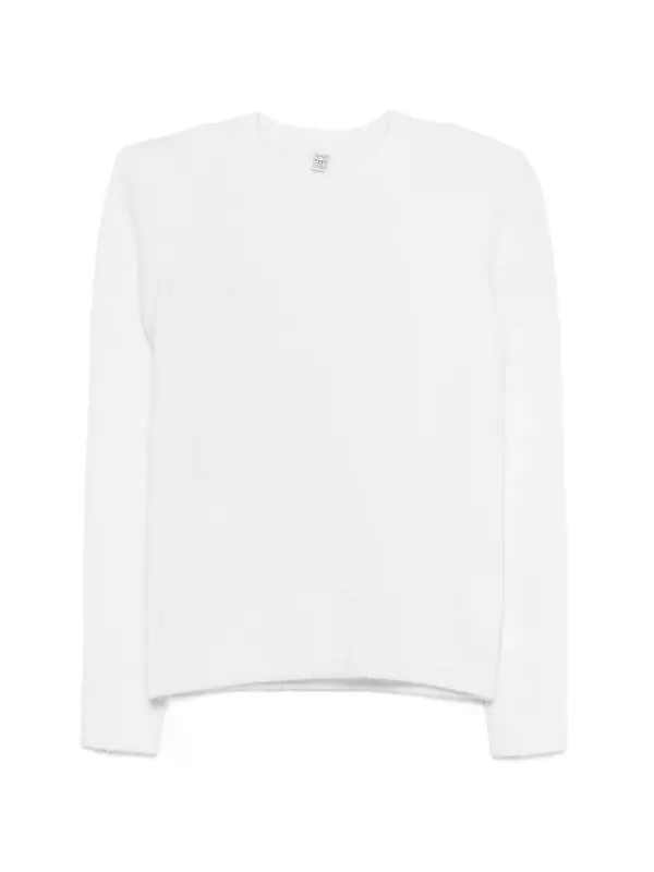 TOTEME Crew Neck Long Sleeve Sweater With Padded Shoulders - Neutrals
