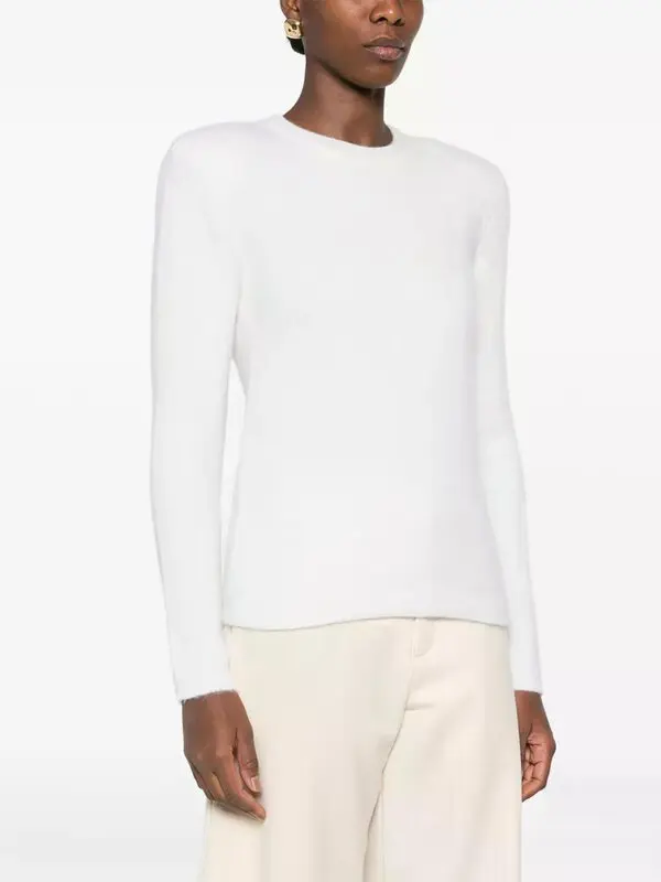 TOTEME Crew Neck Long Sleeve Sweater With Padded Shoulders - Neutrals
