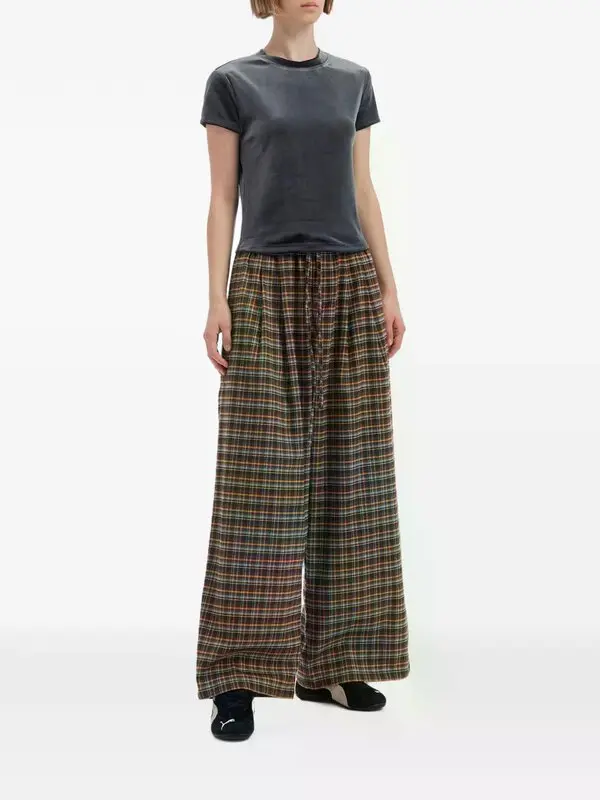 TOUT A COUP Check-pattern Wide-leg Trousers