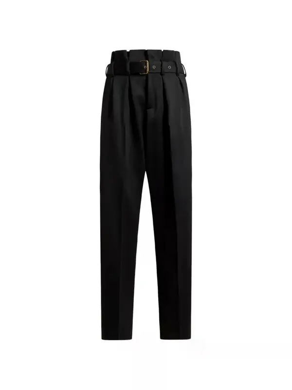 Etro Wide-leg Wool Trousers With Belt - Black