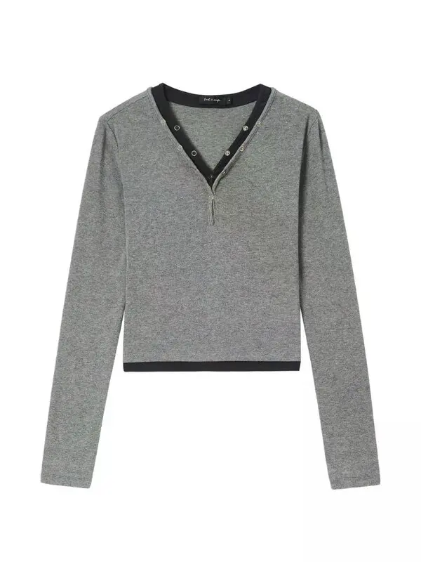 TOUT A COUP Layered-effect Press-stud T-shirt