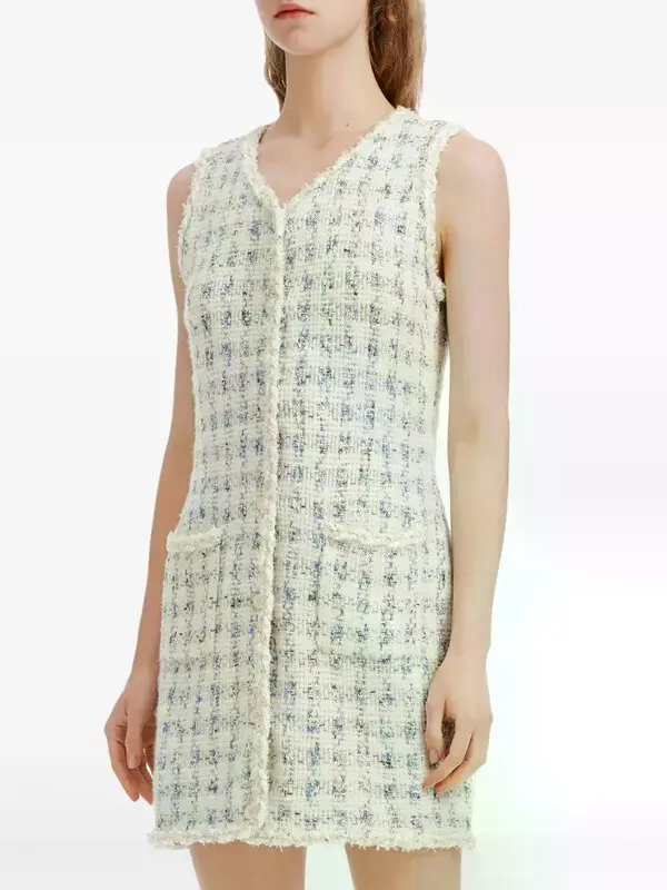 B+AB Tweed-effect Button-up Mini Dress