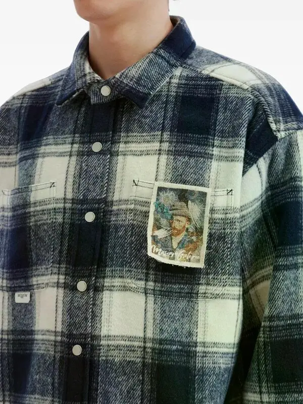 MUSIUM DIV. Check-pattern Embroidered Shirt