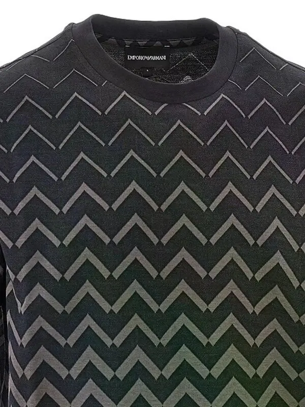 Emporio Armani Signature Capsule Chevron Jacquard T-shirt - Blue