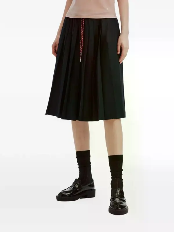 TOUT A COUP Pleated Drawstring Midi Skirt