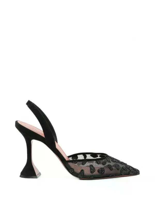 Amina Muaddi Holli Leopard-print Mesh Pumps - Black