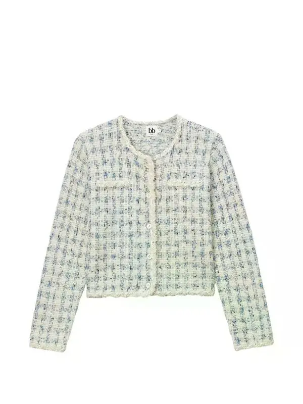 B+AB Tweed Frayed Cardigan
