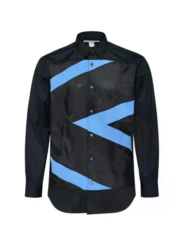 Comme Des Garçons Geometric-panelled Long-sleeve Shirt - Black
