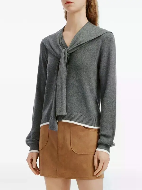 B+AB Sailor-collar Contrast-trim Cardigan