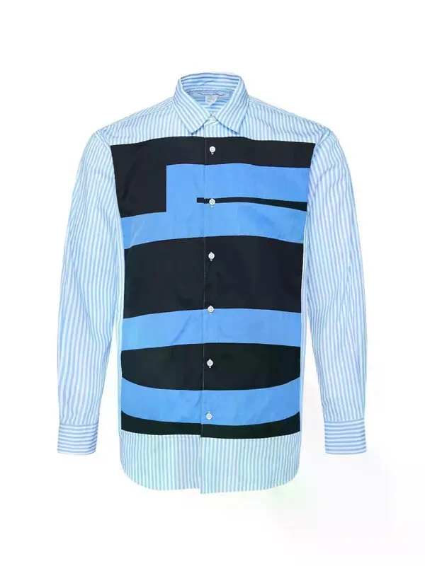 Comme Des Garçons Striped Panelled Shirt - Blue