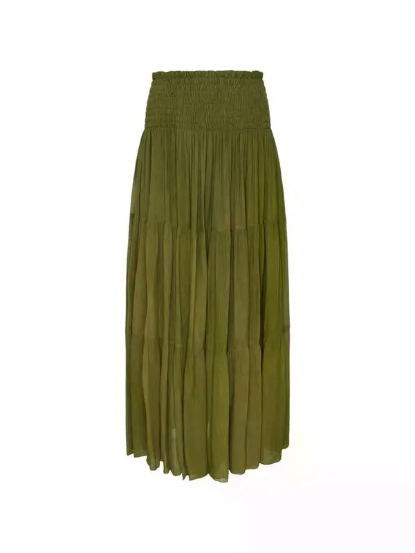 CLUB21 COLLECTION Daria Tiered Crinkled Skirt - Green