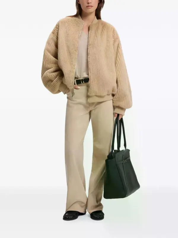 BOSS Reversible Relaxed-fit Bomber In Satin And Faux Fur - Neutrals