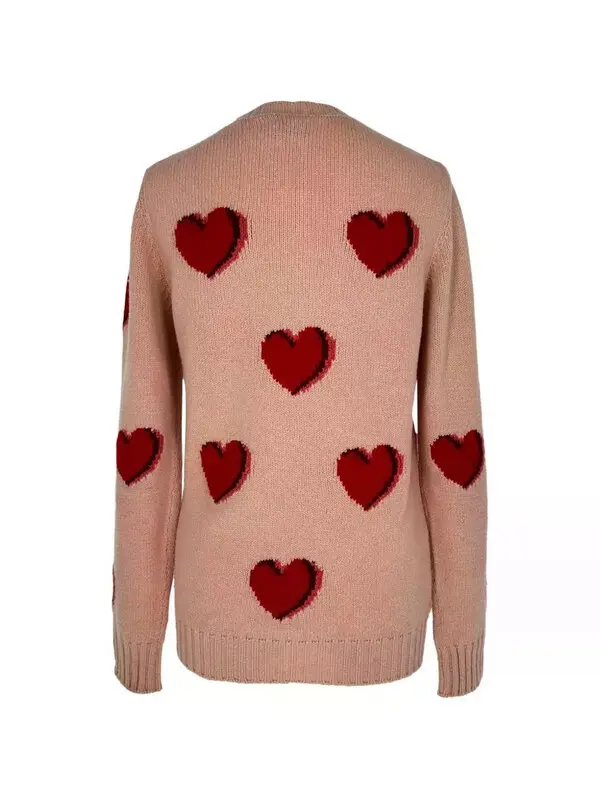 Prada Heart Motif Knit Crew Neck Sweater