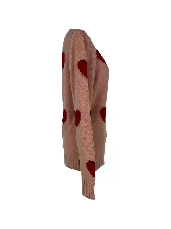 Prada Heart Motif Knit Crew Neck Sweater