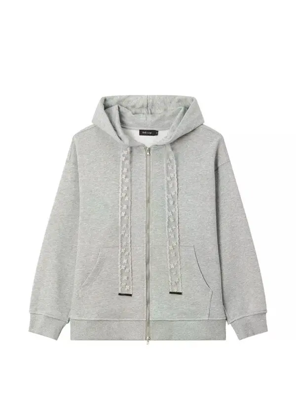 TOUT A COUP Lace-trim Zip-up Hoodie - Grey