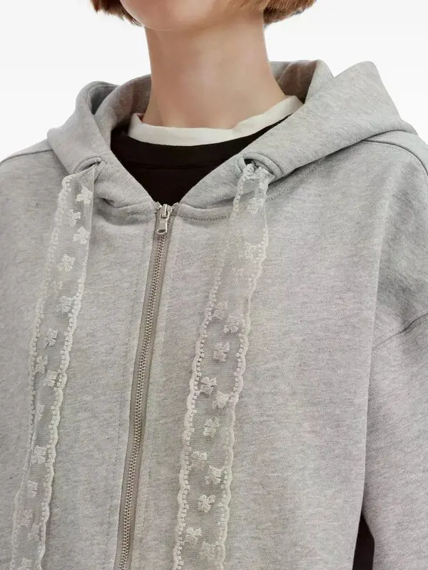 TOUT A COUP Lace-trim Zip-up Hoodie
