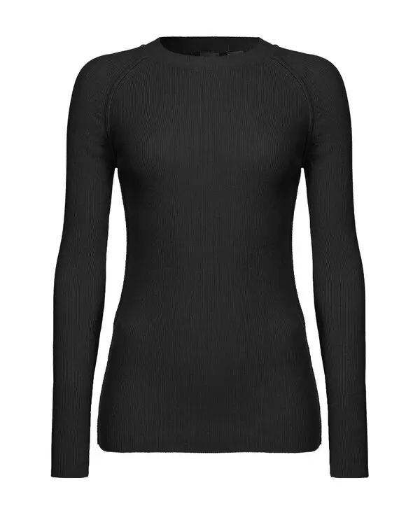 Pinko Round-neck Ribbed-knit Top - Black